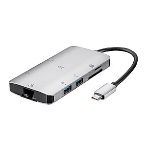 Monoprice USB-C to HDMI Adapter - Gigabit Ethernet, 3-Port USB 3.0, Card Reader, USB-C 100W, Power Delivery - Consul Series