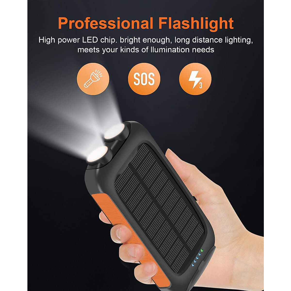 𝟮𝟬𝟮4 𝙐𝙥𝙜𝙧𝙖𝙙𝙚 Solar Power Bank, Solar Charger, 38800mAh Outdoor Portable Charger, External Battery Pack 5V/3.1A Fast Charger Type C Ports with LED Flashlights, Perfect for Travel Camping