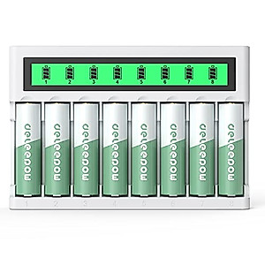 Deleepow 3200mAh Ni-MH AA Rechargeable Batteries High Capacity 8 Pack AA Batteries and 8-Bay AA AAA Individual Rechargeable Battery Charger