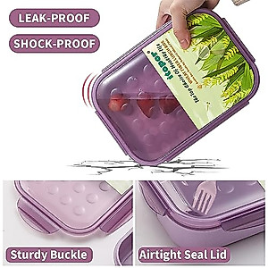 Itopor® Lunch Box,Natural Wheat Fiber Materials,Ideal Bento Box for Kids and Adults,Leak Proof Kids Lunch Box,BPA-Free,Mom's Choice,Healthy Food-Safe Bento Lunch Boxes for Family(Purple)