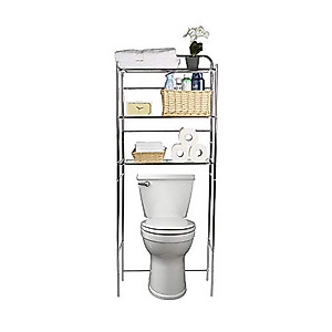 Mind Reader Alloy Collection, 3-Tier Over The Toilet Space Saver Rack, Metal, 23.5" L x 10.25" W x 70.5" H, Silver