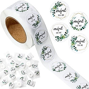 Colarr 500 Pieces Mint to Be Label Stickers Wedding Party Favors Sticker Labels 1 Inch Round Botanical Theme Wedding Stickers for Guests