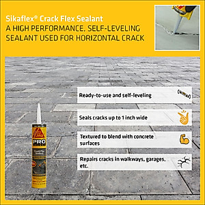 Sikaflex Crack Flex Sealant, Gray, Self-leveling, sealant for sealing horizontal cracks, 10,1 fl. Oz & Sika Backer Rod, Gray, Polyethylene foam used to partially fill deep cracks or joints