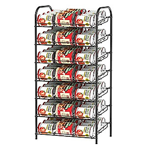 Can Rack Organizer 7 Tier Can Storage Dispenser Holds up to 84 Cans for Food Storage Can Storage Rack Holders for Kitchen Cabinet or Pantry, Black