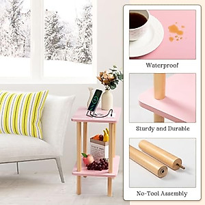 FORAOFUR Side Table with Charging Station, Small Side Table with 2 USB Ports and Outlets, Small End Tables for Small Spaces in Living Room, Bedroom & Nursery, 2 Tier Small Nightstand