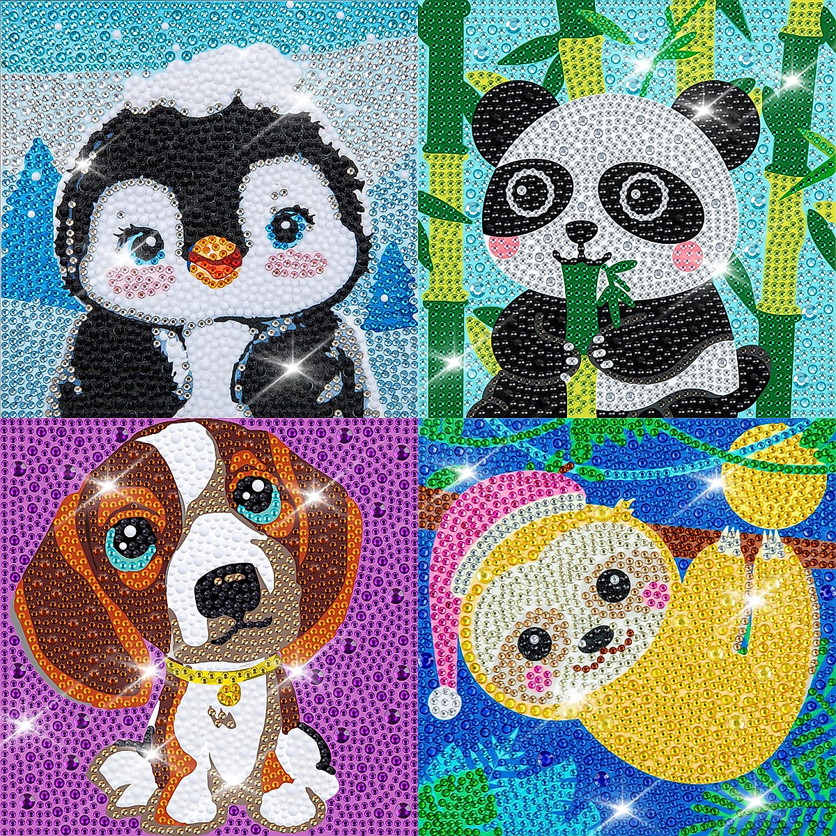 Labeol 6 Pieces 5D Diamond Painting Kit for Kids Painting Kit Crystal Easy Painting Art Craft Set for Home 5D Full Drill (6 Packs A)