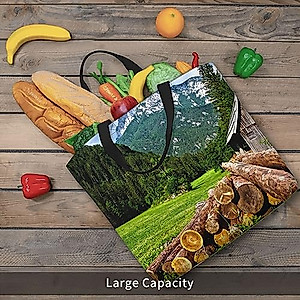 VACSAX Tote Bag for Women Reusable Shopping Bags Swiss Alps landscape Print Shoulder Handbag Aesthetic Totes for Grocery