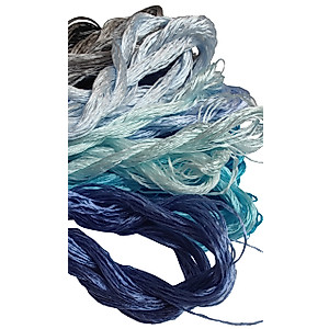 Gnognauq 12 Skeins Blue Series Embroidery Silk Thread Floss Handmade Woven Threads for Embroidery Embellishment Craft Needlework