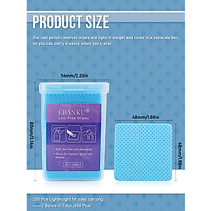 400PCS Lint Free Nail Wipes Glue Wipes Lash Extensions EBANKU Soft Blue Lash Glue Nail Polish Remover Cotton Pads Eyelash Extension Supplies
