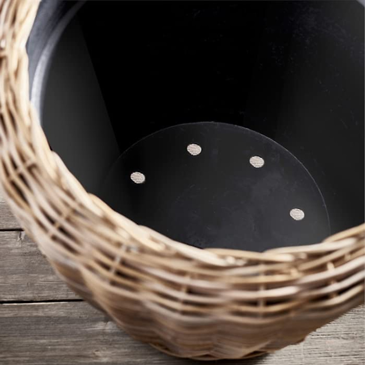 MY SWANKY HOME Classic Woven Round Rattan Planter Basket with Grower's Pot Liner 18 21 27 inch Indoor Natural