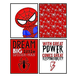 Dream Big Little Spiderman - Room Superheroes Spider Wall Art Decor Prints Poster Sign Pictures