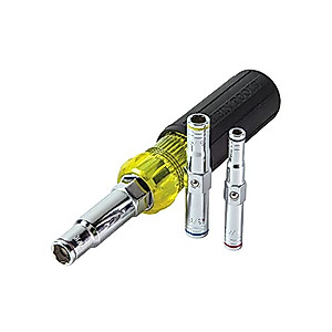 Klein Tools 32800 Nut Driver, 6-in-1 NutDriver Set, SAE Standard Six Point Hex Sizes with Heavy Duty Hollow Shaft