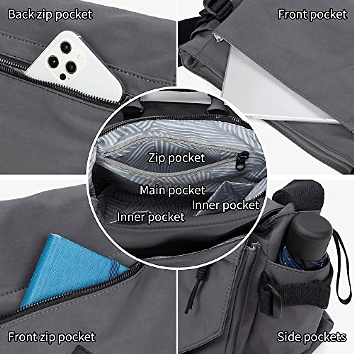 ETidy Large Nylon Crossbody Bag For Women Men Waterproof Lightweight Casual Shoulder Bookbag（Amy Green）