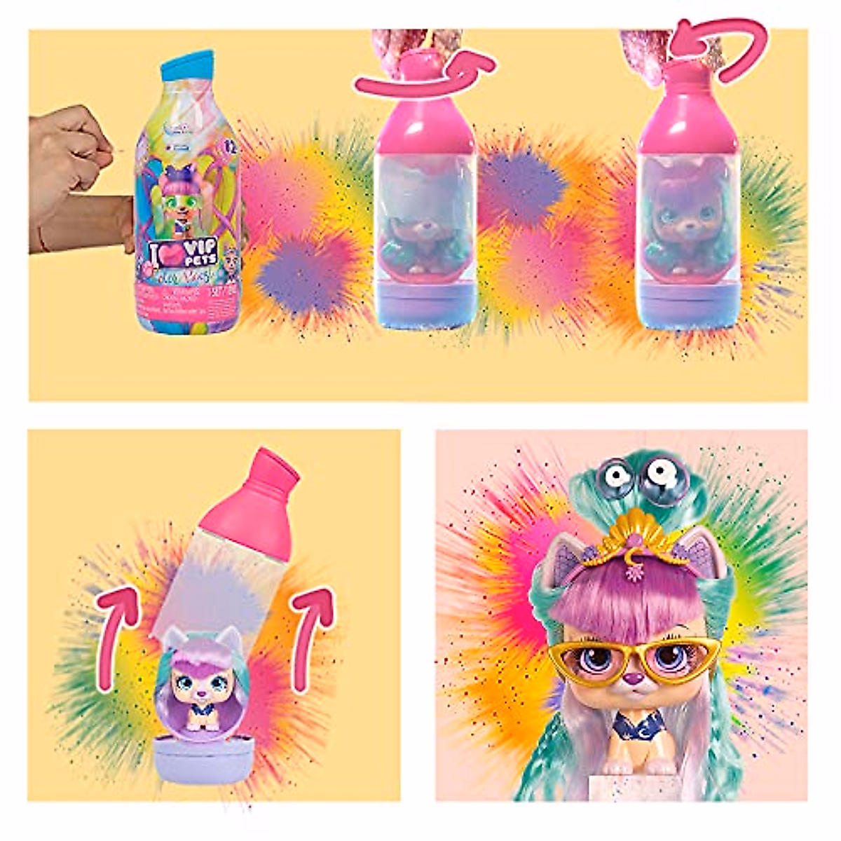IMC Toys VIP Pets Color Boost - Includes 1 VIP Pets Doll, 9 Surprises, 6 Accessories| Kids Age 3+ (712003)
