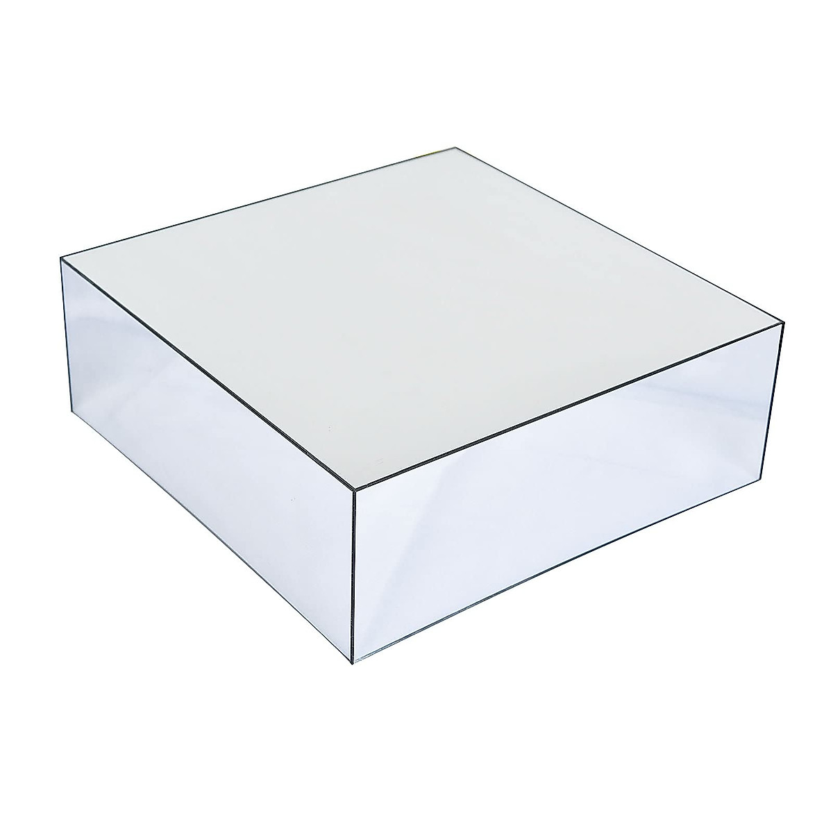Efavormart 14"x14" | Silver Acrylic Cake Box Stand, Mirror Finish Display Box Pedestal Riser with Hollow Bottom