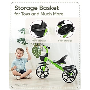 KRIDDO Tricycles Age 24 Month to 4 Years, Toddler Kids Trike for 2.5 to 5 Year Old, Gift for 2-4 Year Olds , Green