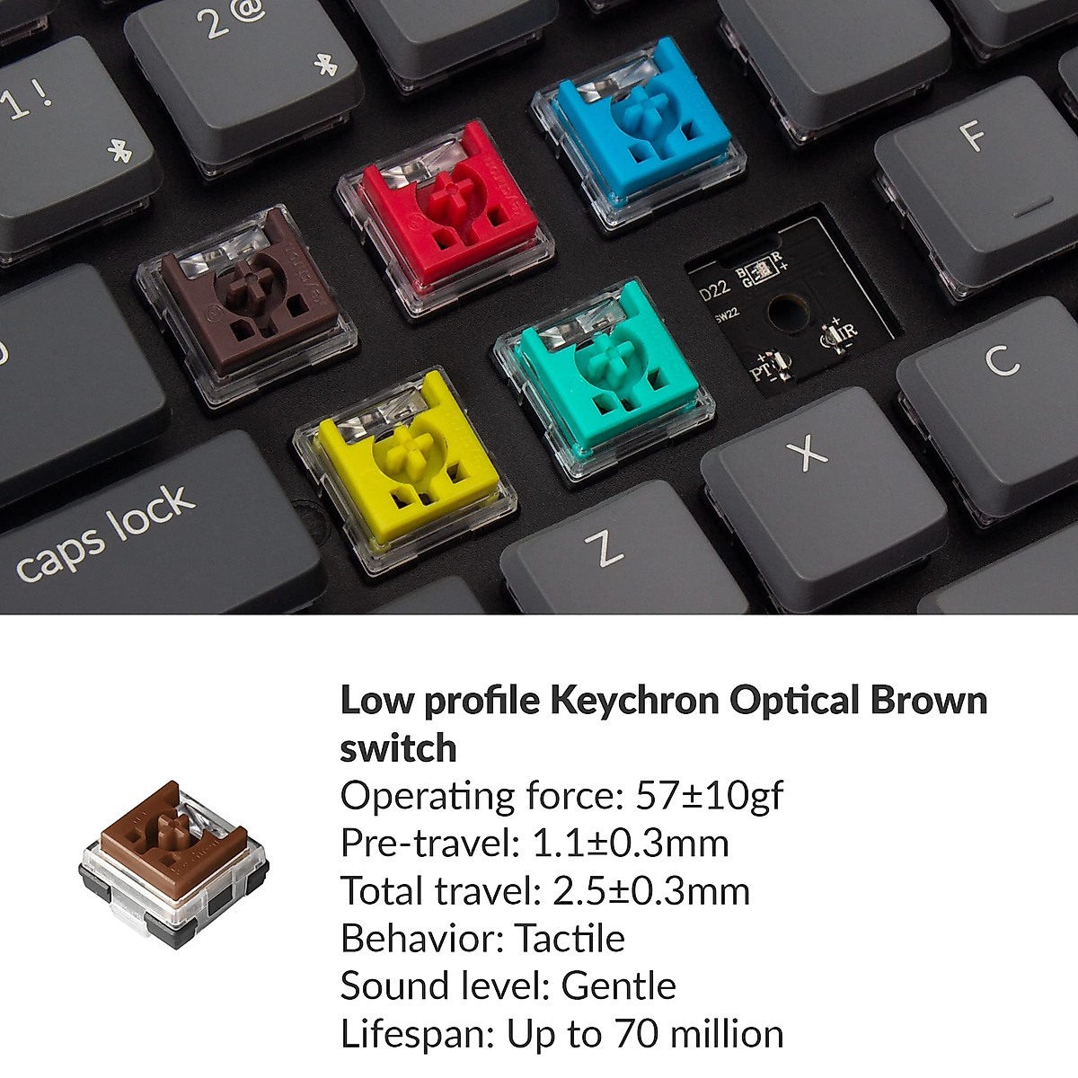 Keychron K5 SE Hot-swappable Ultra-Slim Wireless Bluetooth/Wired USB Mechanical Keyboard with Low-Profile Optical Brown Switch, Full Size Layout 104-Key White LED Backlit for Mac and Windows