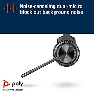 Poly - Voyager 4310 UC Wireless Headset (Plantronics) - Single-Ear Headset with Boom Mic - Connect to PC/Mac via USB-A Bluetooth Adapter, Cell Phone via Bluetooth - Works with Teams, Zoom & More,Black