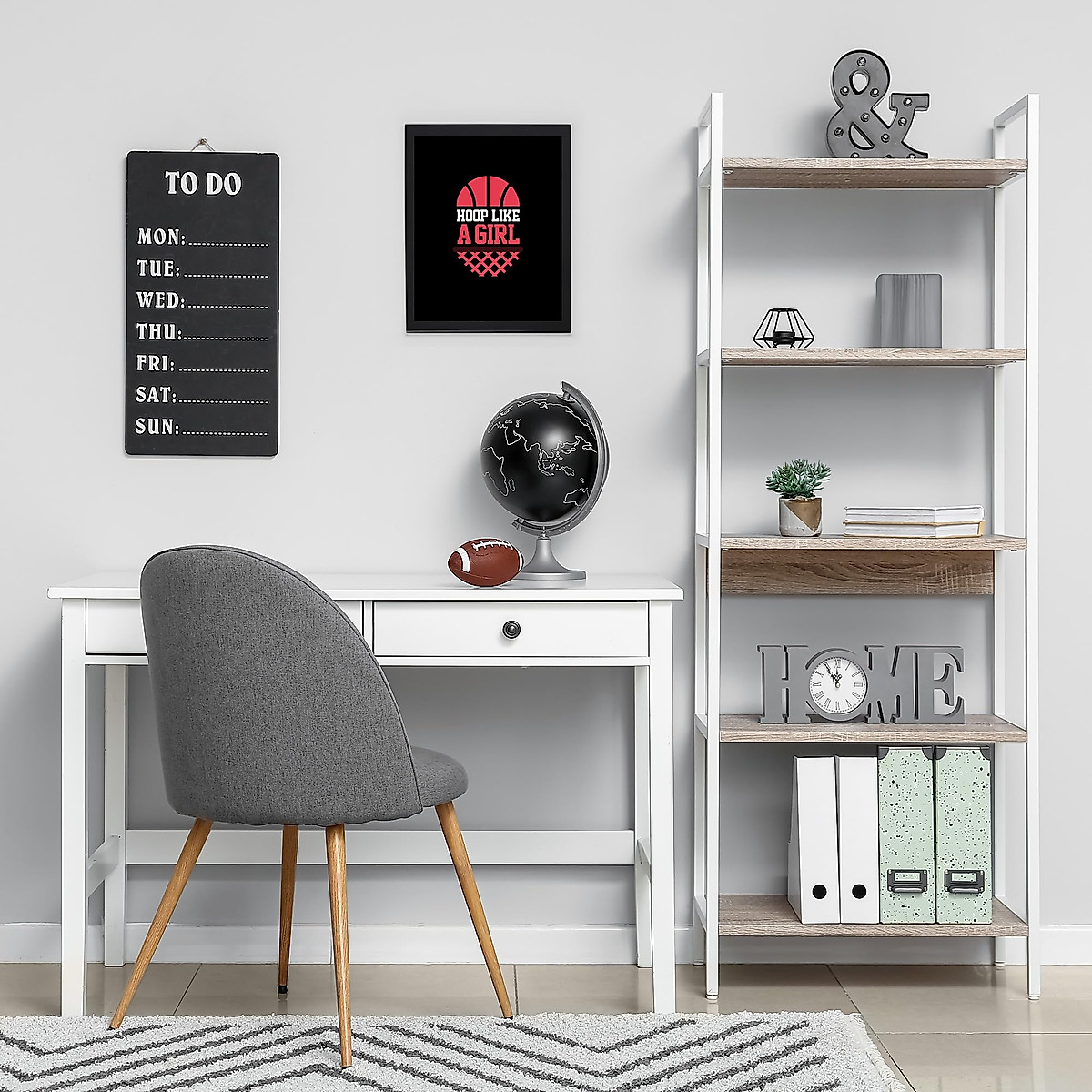 Hoop Like A Girl - Funny Wall Decor Print, Girl's Basketball Quotes Wall Art Decor Is Ideal Motivational Wall Art for Young Women's Locker Room Decor, & Gym Decor. Gift For Athleats. Unframed-8x10"