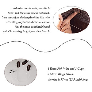 Tinashe Wire Hair Extensions Human Hair Invisible Clip in Hair Extensions Chocolate Brown to Ash Brown and Honey Blonde Secret Headband Wire in Hair Extensions Invisible Hair Wire 14Inch 80g