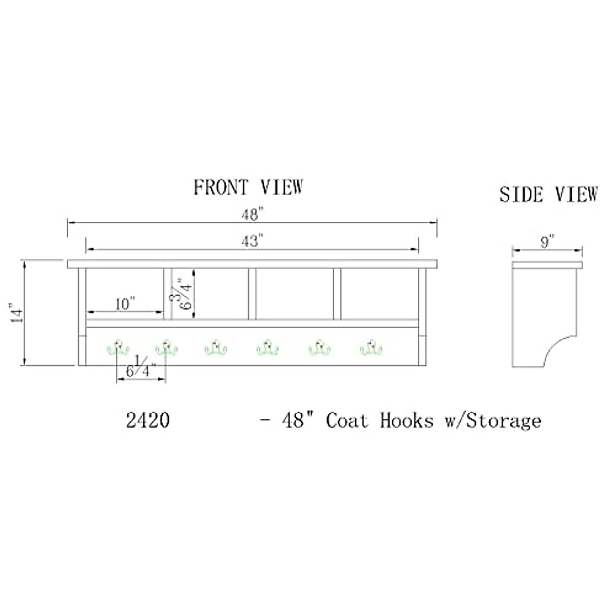 Sonoma 48" Metal and Reclaimed Wood Entryway Coat Hook with Storage Cubbies, Slate Gray