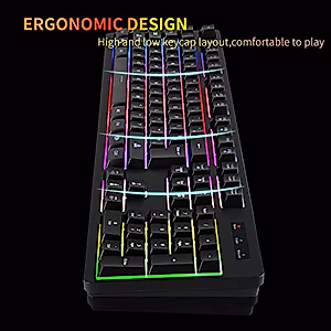 Wireless RGB Gaming Keyboard and Mouse - Rechargeable RGB Backlit Keyboard Mouse Long Battery Life,Mechanical Feel Gaming Keyboard with 7 Color Wireless Gaming Mouse for PC Game and Work