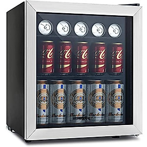 TABU 70 Can Beverage Refrigerator，Mini Fridge with Glass Door, Beverage Cooler for Beer Soda or Wine, Ideal for Home, Office or Bar (1.6 Cu.Ft)