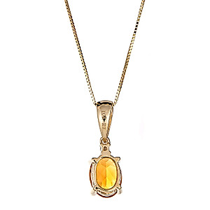 Gin & Grace 10K Yellow Gold Genuine Citrine Diamond (SI1) Pendant Necklace with Gold Chain for Women Jewelry Gifts, Valentine's Day Gift for her.