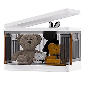 Ansbell 34 Qt Large Storage Bins with Lids - Collapsible Storage Bins, Lidded Home Storage Bins for Organizer, Double Door Folding Storage Box, Stackable Toy Storage Bins, Containers for Organizing