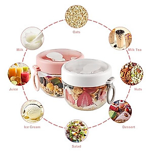 JAOBHAHY Mason Jars for Overnight Oats,4PCS Overnight Oats Jars with Lid and Spoon,20 oz Plastic Overnight Oats Jars with Large Capacity Airtight for Salad Yogurt,Cereal,Fruit