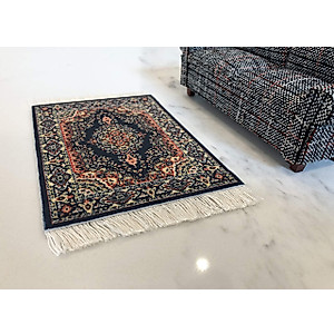 Set of 4 Dollhouse Rugs, Miniature Doll House Accessory, 6x4 Carpets, Rectangle, Kids Toy Furniture Carpeting Decor