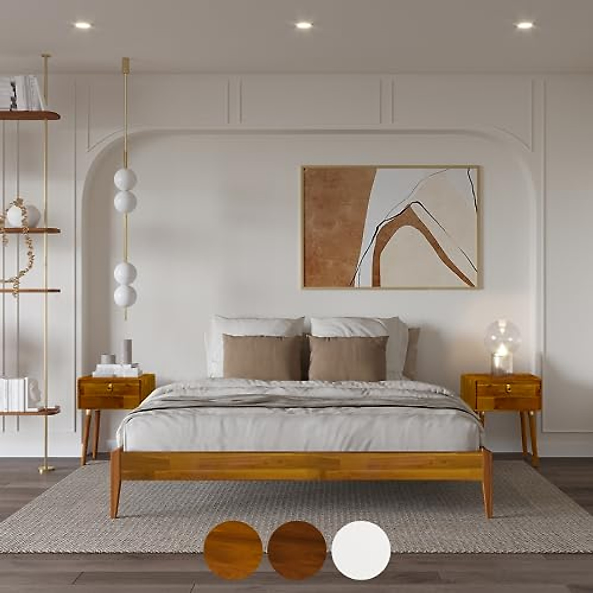 Bme Dinkee 15 Inch Signature Bed Frame Without Headboard - Modern & Minimalist Style with Acacia Wood - 12 Strong Wood Slat Support - Easy Assembly - No Box Spring Needed - Caramel, King