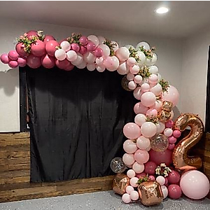 Pink Balloons Arch Kit 141pcs Double Stuffed Rose Red Pastel Pink Balloons Garland Kit with Rose Gold 4D Balloons for Princess Baby Shower Wedding Birthday Party Decorations Supplies