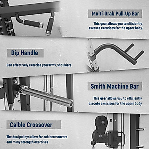 MAJOR LUTIE Smith Machine with Olympic Plates(230LBS)-Black, SML09 Power Cage with Smith Bar and Two LAT Pull-Down Systems and Cable Crossover Machine, Cast Iron Sets