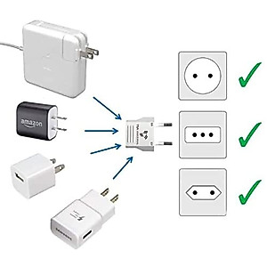 United States to South Korea Travel Power Adapter to Connect North American Electrical Plugs to Korean Outlets for Cell Phones, Tablets, eReaders, and More (6-Pack, White)