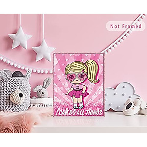 DRBLUEB 9 Pieces LOL Doll Themed Wall Art Prints Pink Cartoon Wall Poster Motivational Wall Decor Paint for Girls Bedroom Kids Teen 8inch X 10inch