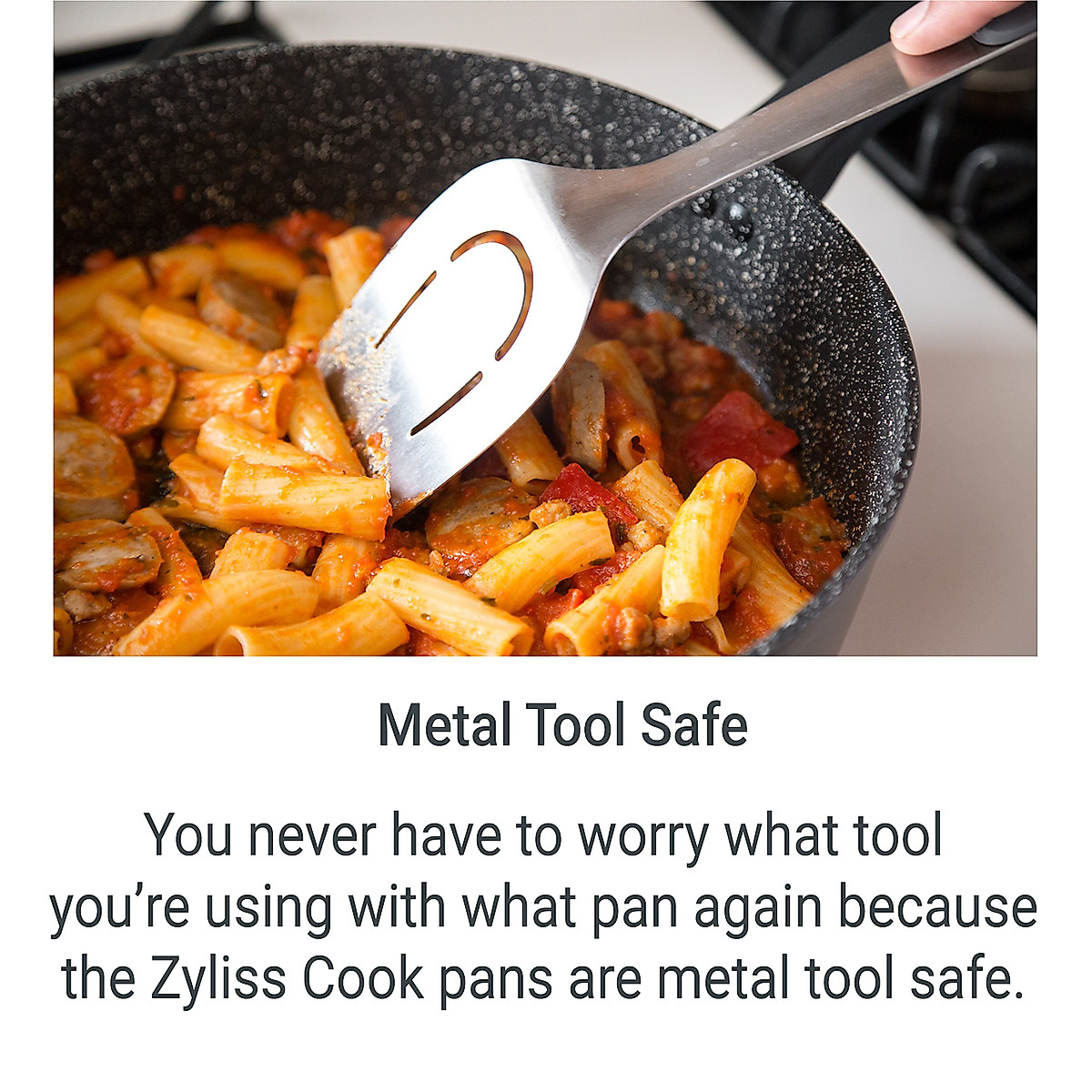 ZYLISS Cookware 9.5" Nonstick Fry Pan - Oven, Dishwasher, Induction and Metal Utensil Safe Cooking - Heavy Duty Forged Aluminum with Sturdy Riveted Handle