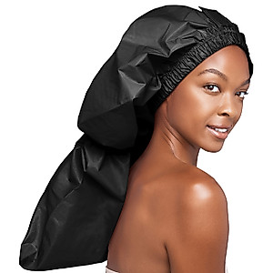 Red by Kiss Essential Super Large Waterproof Braid Shower Cap, Reusable Caps with Elastic Band