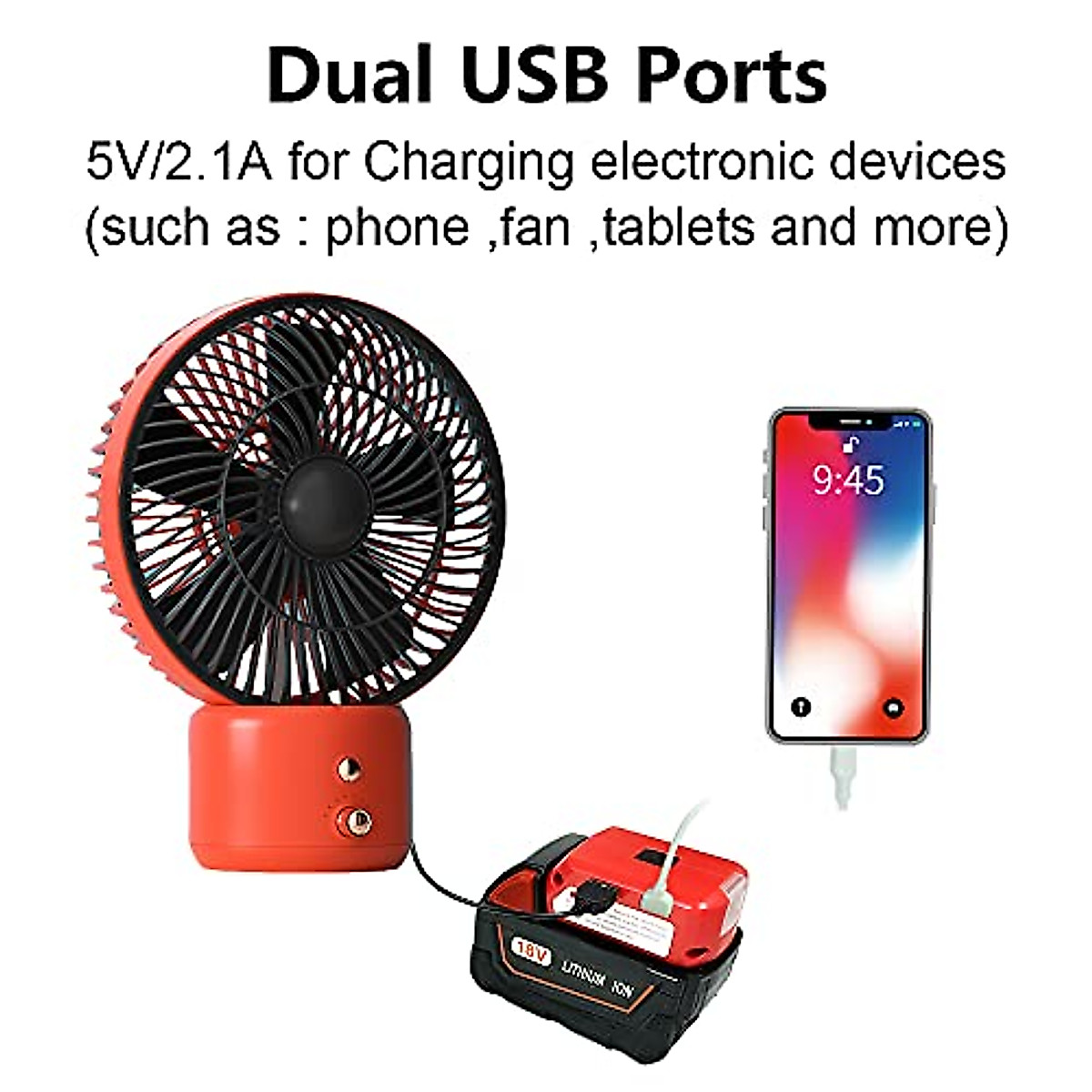 SINTENT Taingwei Battery Adapter for Milwaukee 18V Battery USB Charger and 12V DC Port and 3W LED Work Light - Compatible with Milwaukee M18 Lithium-Ion Batteries,Red,MWQ-090