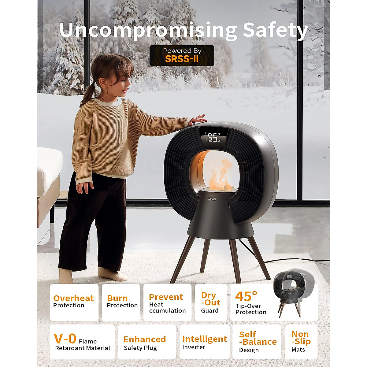 Sothing Space Heater Humidifier Combo - Star 3-in-1 Electric Heaters for Indoor Use, Humidifier with Flame Light, Aesthetic Design, 1500W Space Heater Indoor Large Room, Sleep Mode for Bedroom, Office