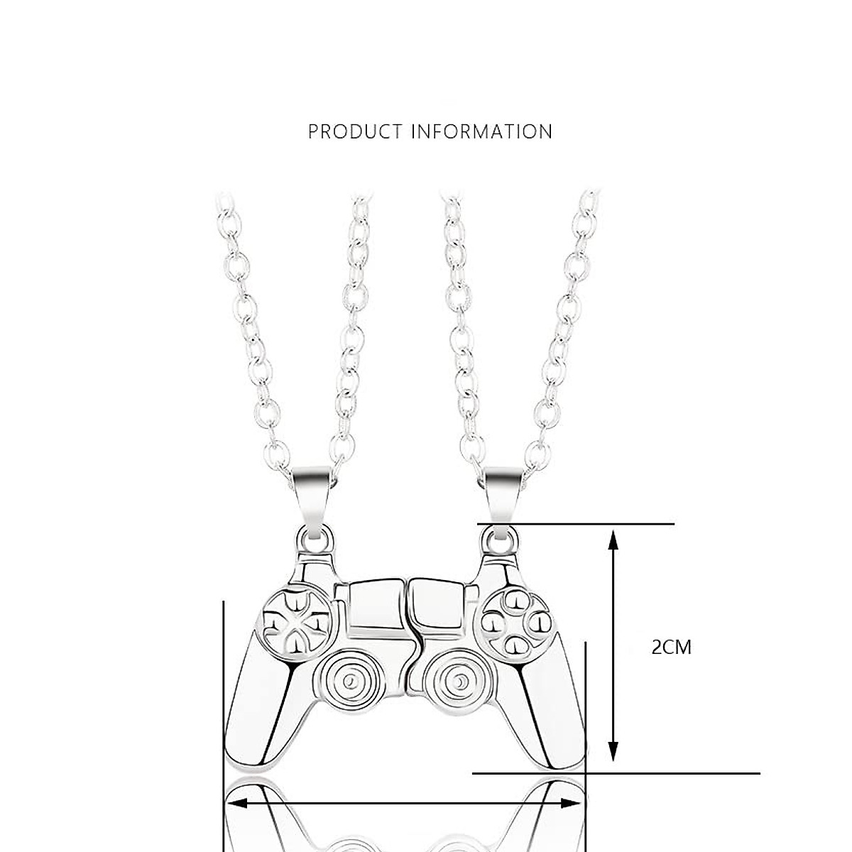 Cicod Game Controller Necklaces for Women,Matching Necklace for Couples,Console Handle Pendant for Best Friends Valentine's Him and Her Lovers Friendship Jewelry (Black+Silver)