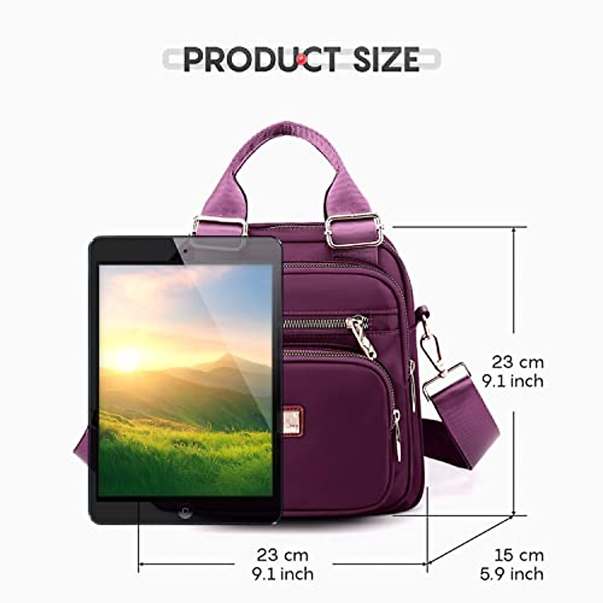 Fecialy Women's Backpack Multifunction Large Capacity Travel Shoulder Bags Waterproof Nylon Multiple Pockets Bag
