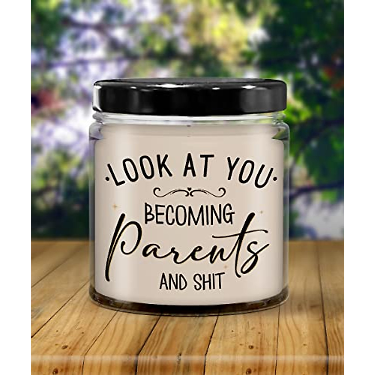 The Improper Mug Look at You Becoming Parents Candle Baby Shower Ideas for New Mom and Dad First Time Expecting Mother Father Parenthood Keepsake 9 Oz. Vanilla Scented