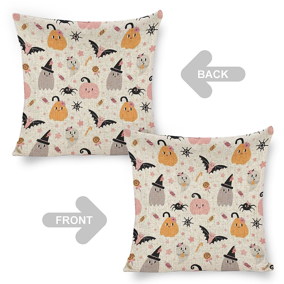 Cute Halloween Ghost Cat Throw Pillow Covers 18×18 Pillowcases Set of 2 Autumn Pumpkin Linen Decorative Square Pillow Case Cushion Covers Standard Size for Sofa Couch Outdoor Bed Pillow Protectors