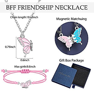 MJartoria BFF Necklace and Bracelets for 2-Butterfly Matching Set Best Friends Bracelets and Necklace for 2-Split Butterfly Necklace Gifts for Girls