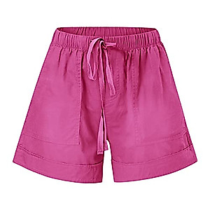 Amikadom @-399 Hot Pink Teen Girl Tie Knot Paperbag Elastic Waist Basic Shorts Oversized Pants Shorts Lounge Summer Fall 2023 Clothing SX M