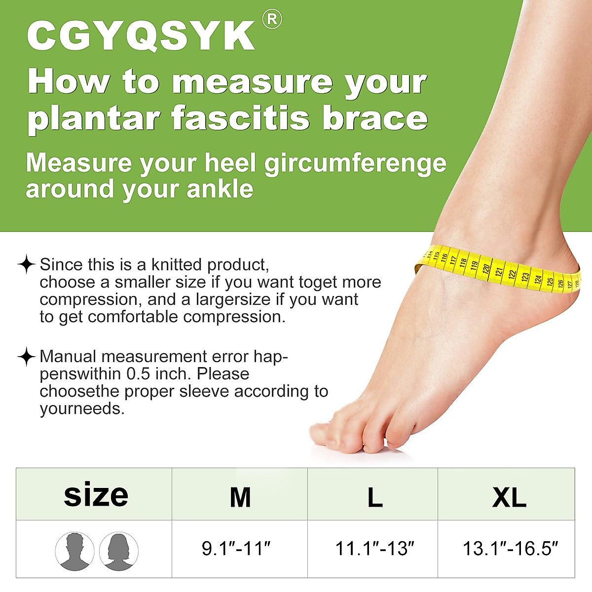 cgyqsyk Ankle Brace, Adjustable Compression Ankle Support Men & Women, Strong Ankle Brace Sports Protection, Stabilize Ligaments-Eases Swelling and Sprained Ankle（ Large, Green, 1