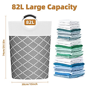 VOSGO Laundry Basket, 2-Pack 82L Waterproof Laundry Hamper, Collapsible Laundry Bag with Comfortable Handle, Large Capacity Storage for College Dorm, Family, Toys, Grey