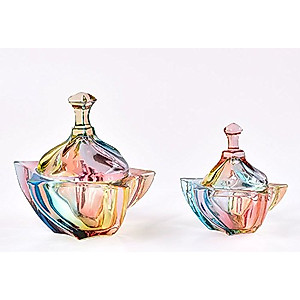 CHOOLD Luxury Colorful Star Shaped Crystal Candy Jar with Lid,Clear Glass Apothecary Jar Wedding Candy Buffet Jar Food Jar (7oz/14oz)