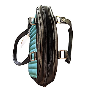 Liquorbrand Bonneville Bowler Purse with Chevron Logo (Black and Mint Sparkle)